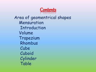 Mensuration ppt in maths | PPTX