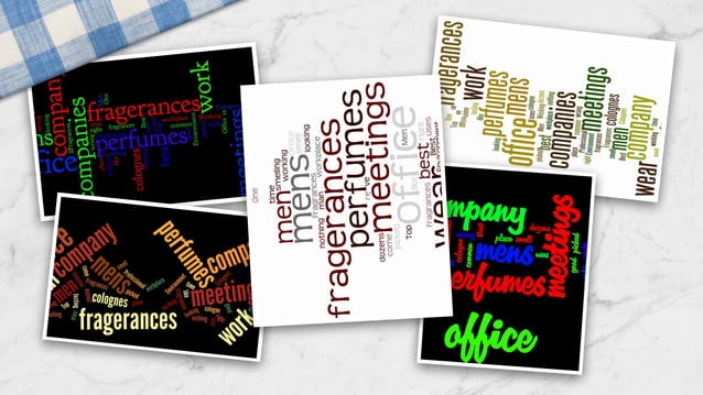 Mens work perfumes expressed in word clouds | PPT