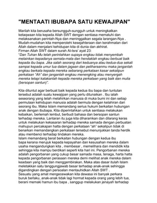 Mentaati ibubapa satu kewajipan | PDF