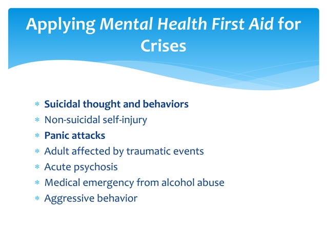 Mental-Health-First-Aid | PPTX | First Aid | Injuries