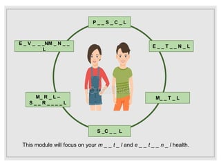 Mental and emotional health 3rd quarter activities | PPTX