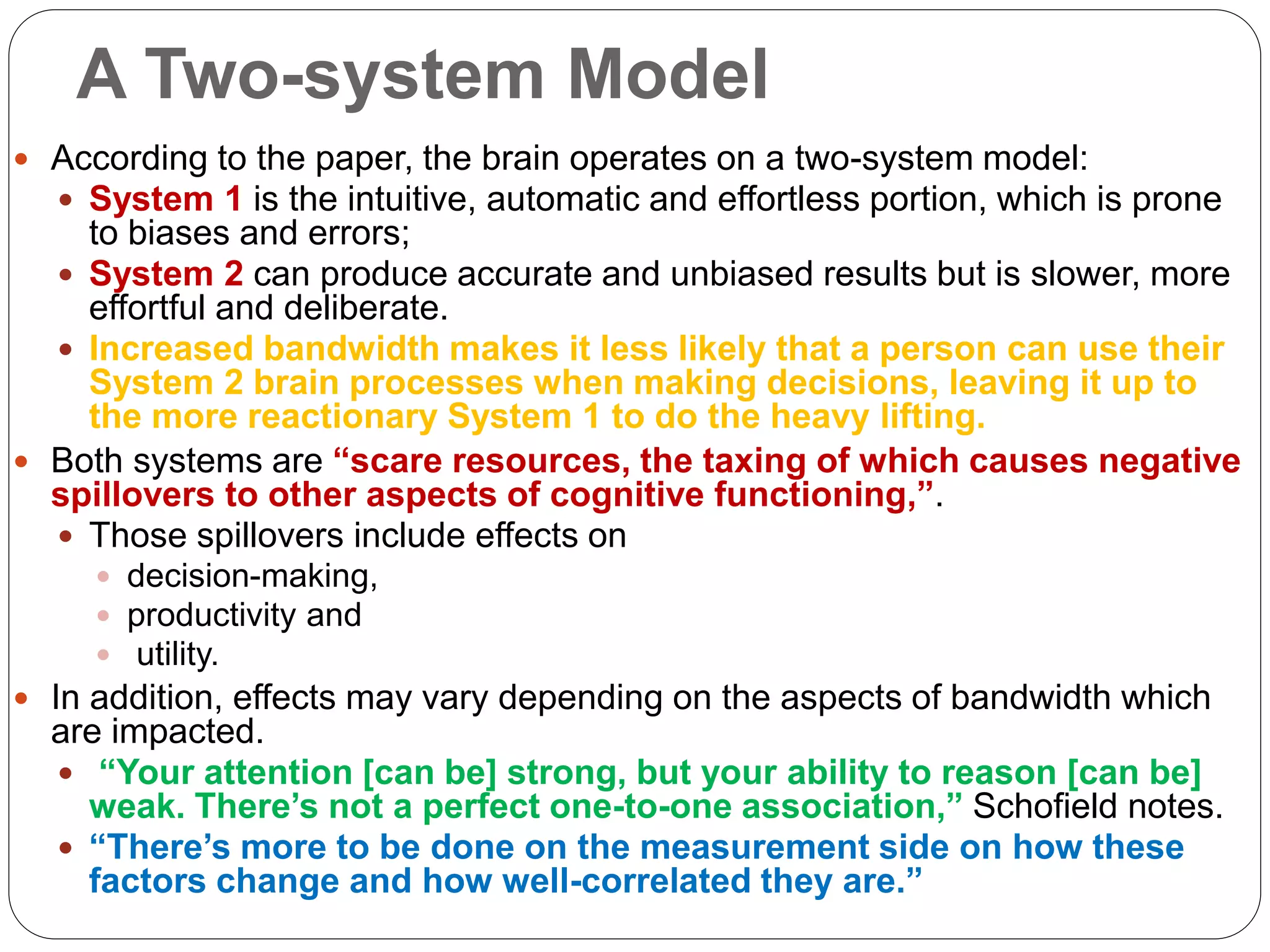 Mental bandwidth and impact on Poverty | PPT