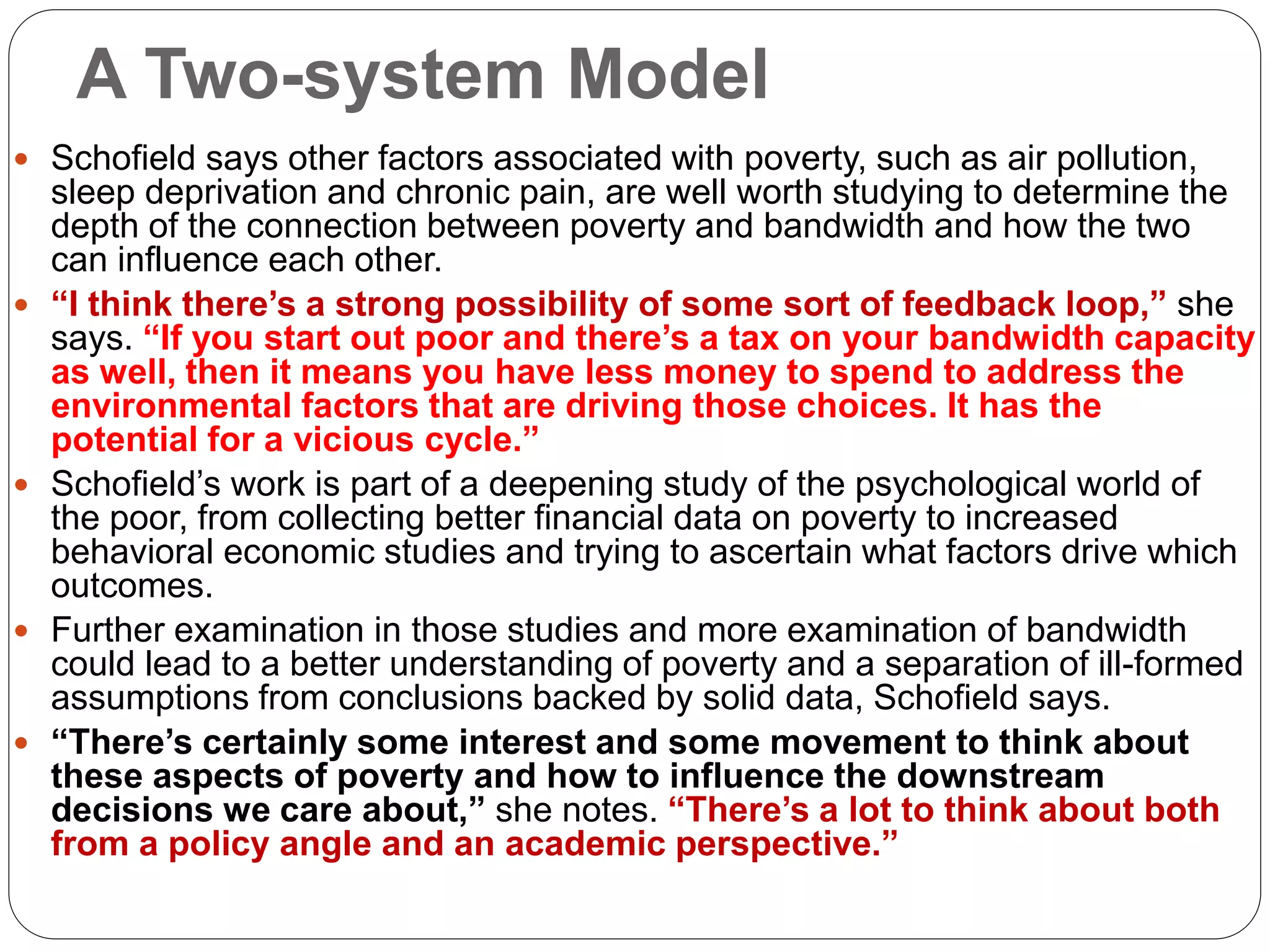 Mental bandwidth and impact on Poverty | PPTX