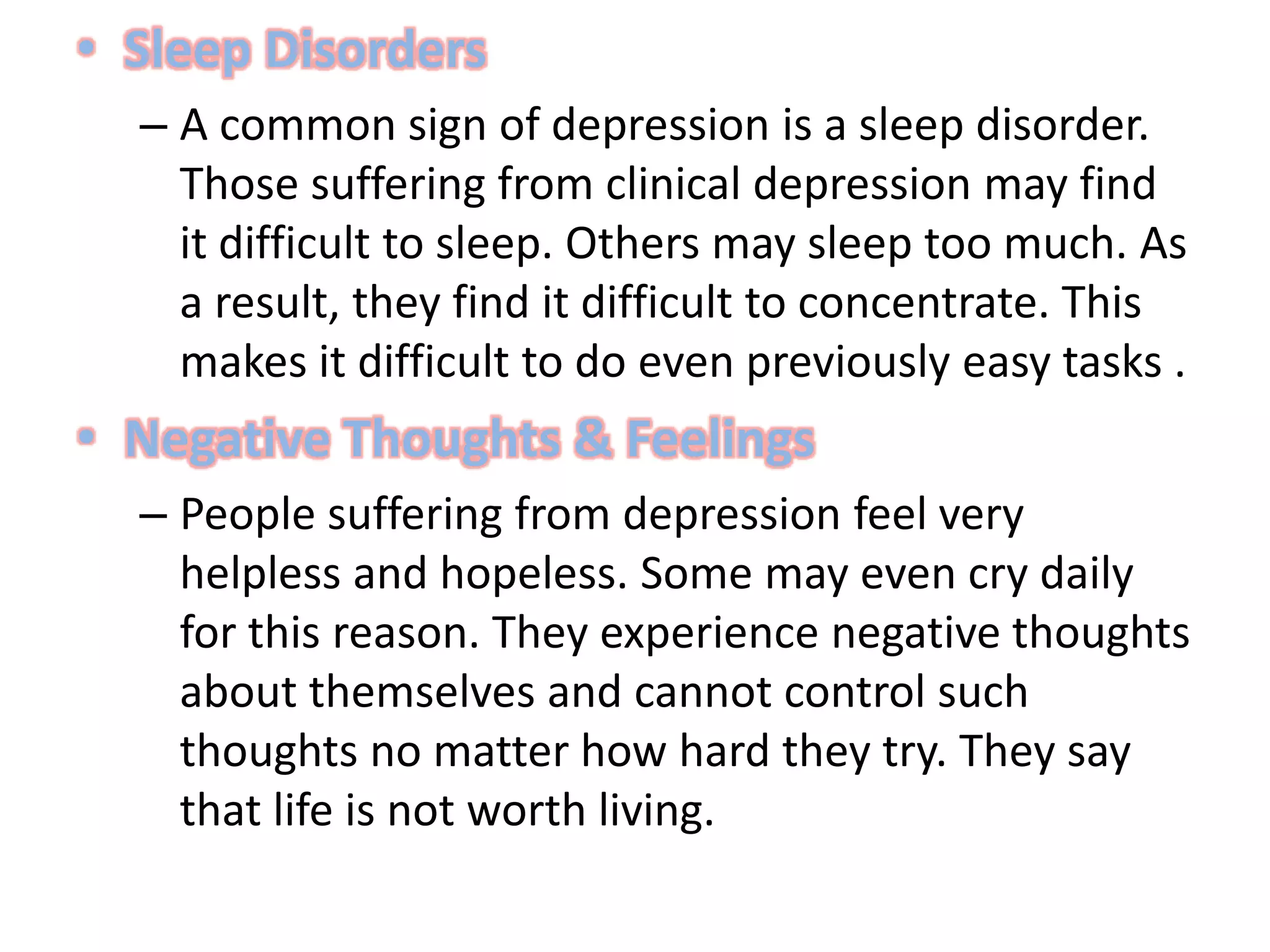 Mental depression symptoms | PPTX