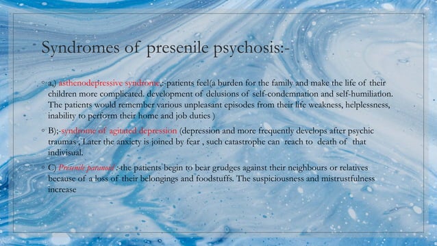 Mental disorders of presenile and senile age | PPT