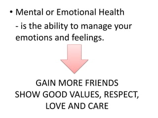 Mental, Emotional and Social Health | PPTX