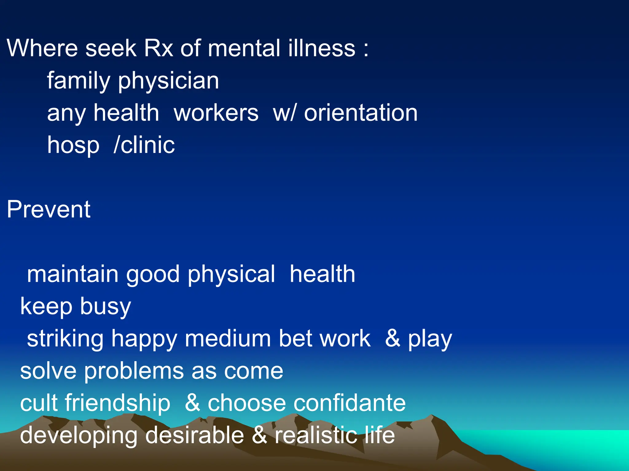 Topic on Mental Health & Illness Prevention | PPT
