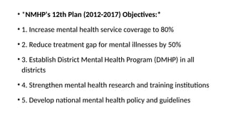 mental health programme in community health nursing | PPTX