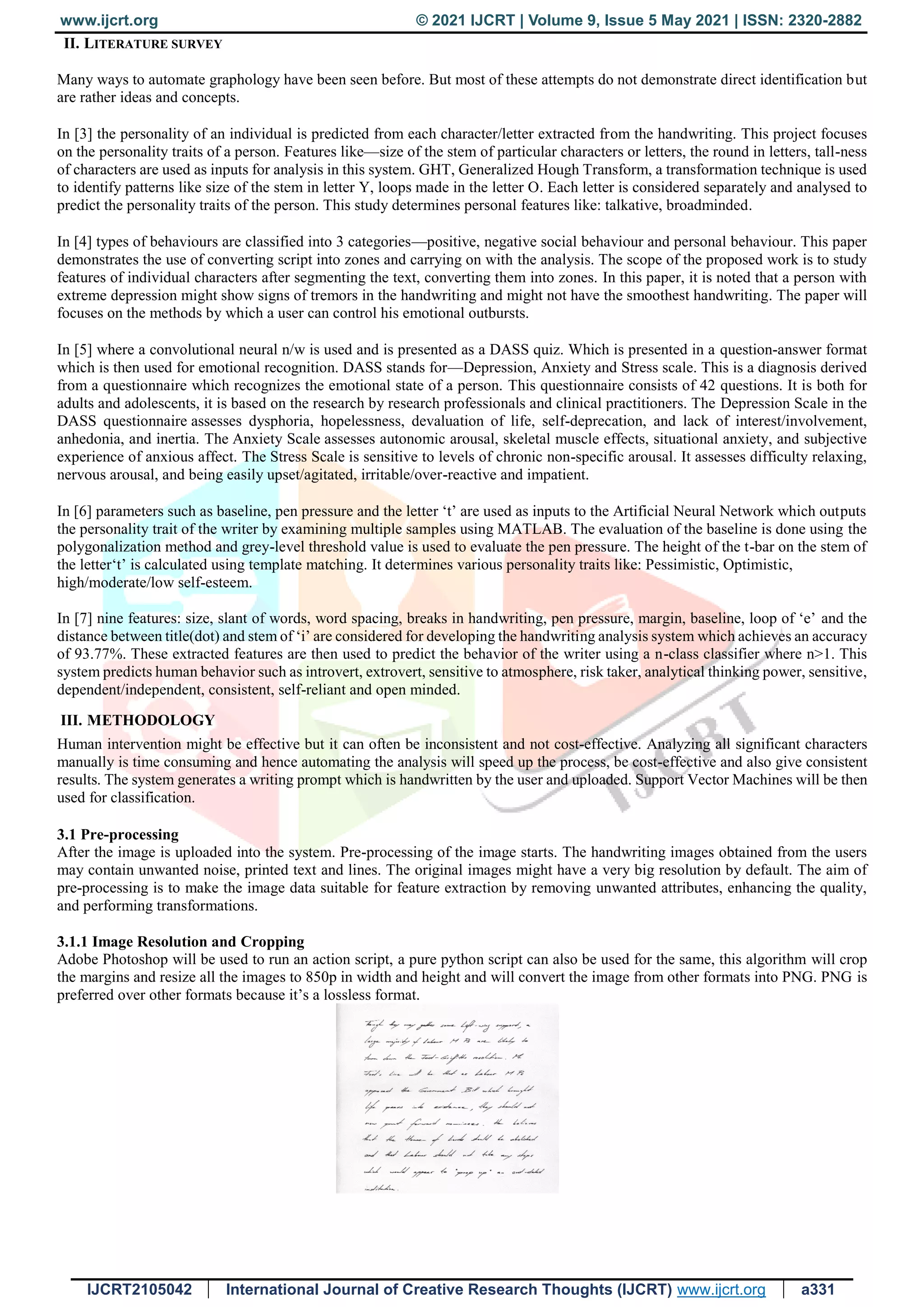 MENTAL HEALTH ANALYSIS USING HANDWRITING BY GENERATING WRITING PROMPTS ...