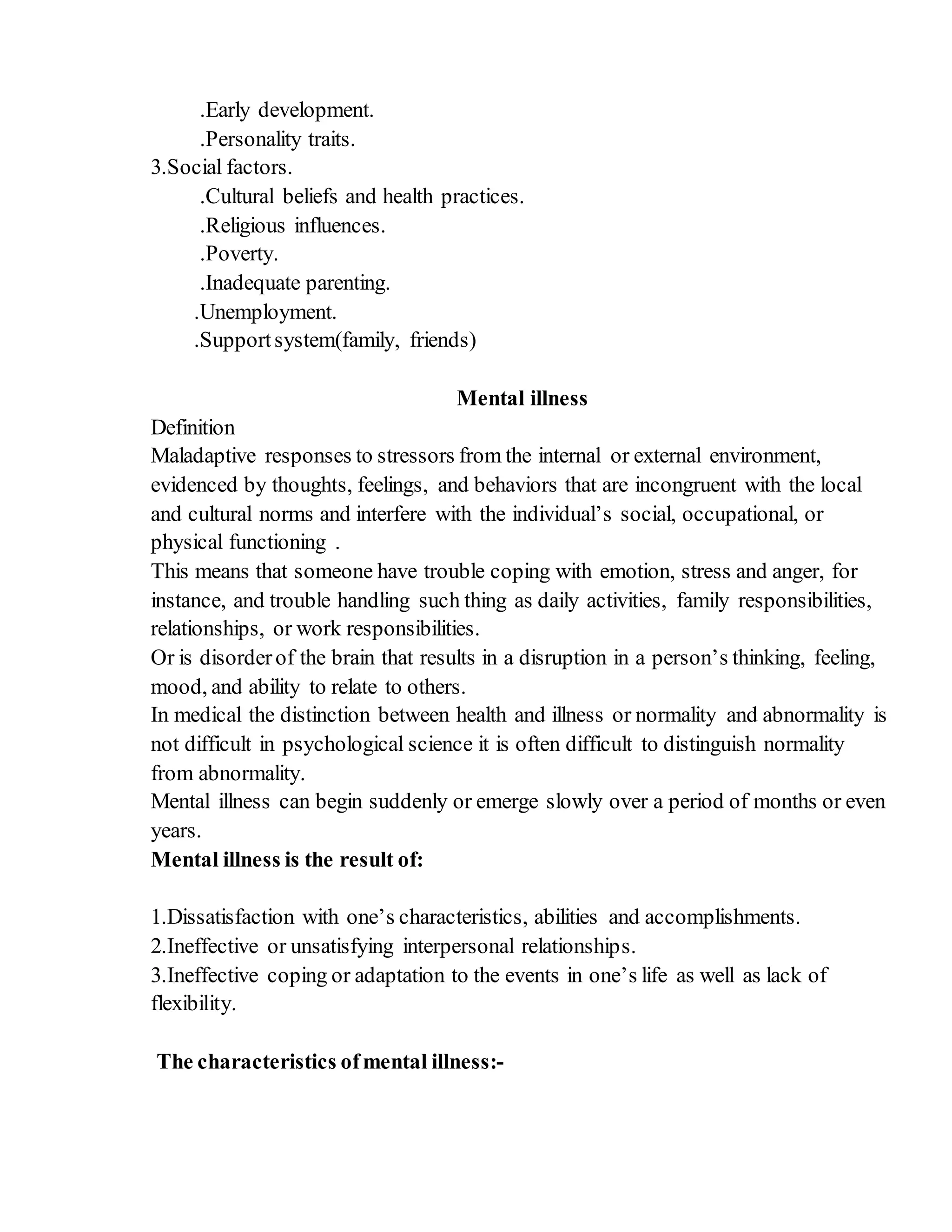 Mental health and mental illness | PDF