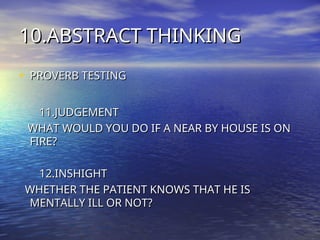 MENTAL HEALTH ASSESSMENT.ppt in psychiatric nursing | PPT