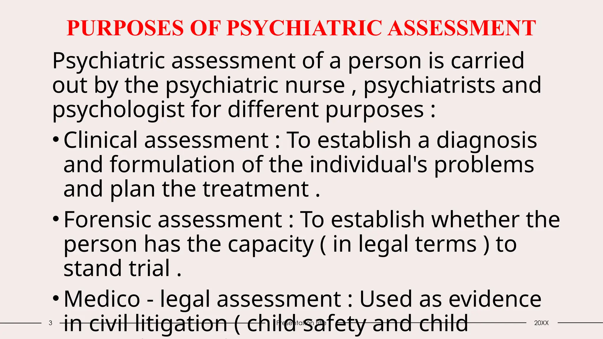 Mental Health Assessment in 5th semester bsc. nursing and also used in ...