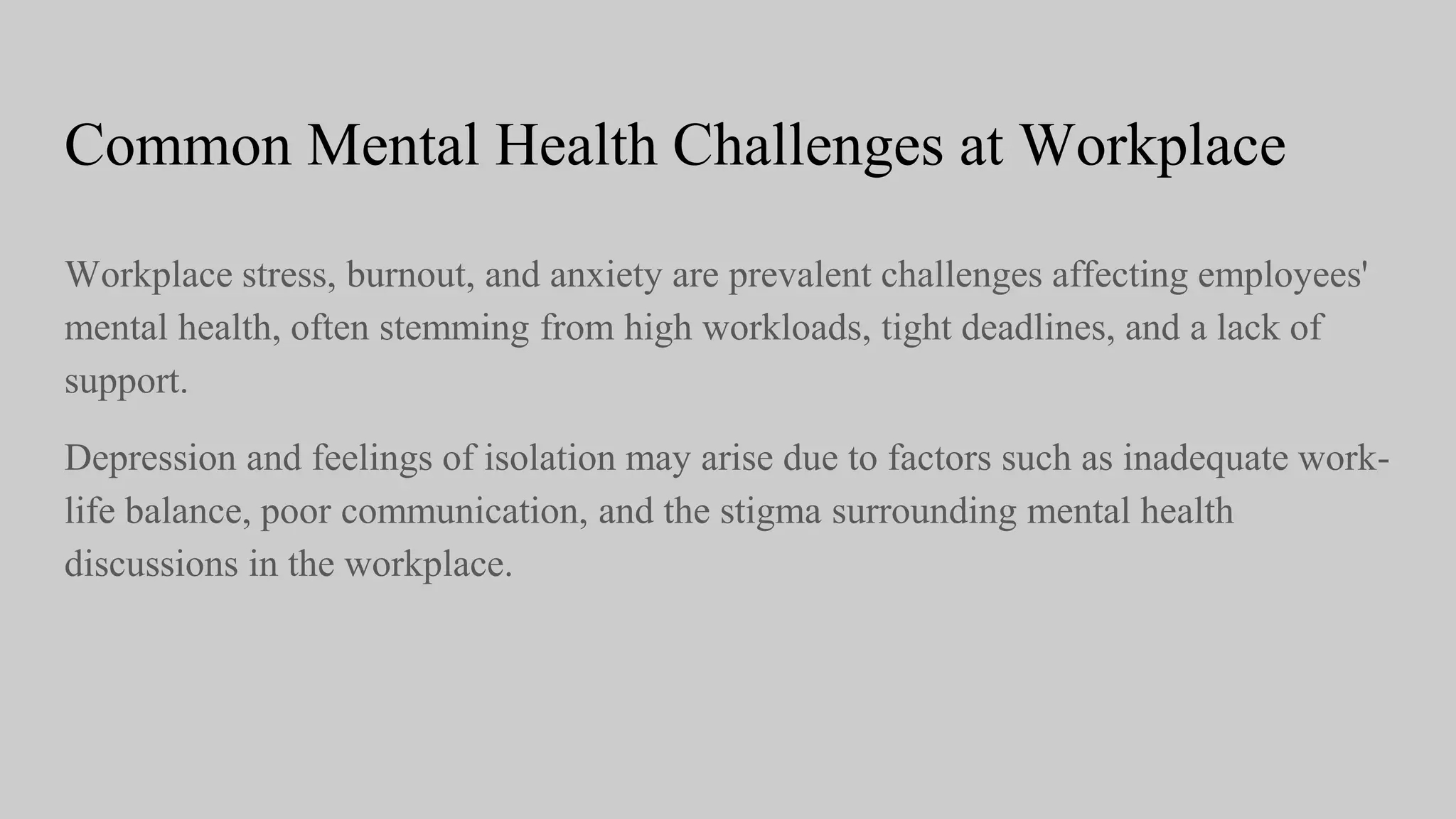 Mental Health Awareness in the Workplace | PPTX