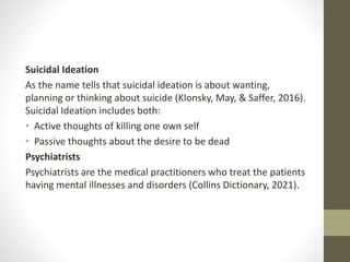 Mental Health, Burnout and Suicidal ideation of practicing ...
