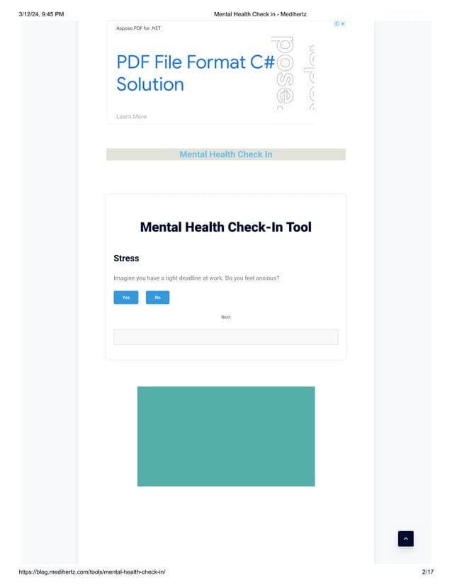 Mental Health Check in Tool To Test Your Mental Health | PDF