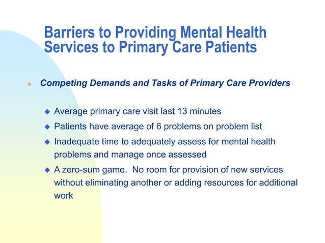 Mental Health in PHC.ppt | Physical Therapy | Wellness