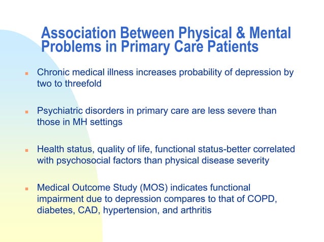 Mental Health in PHC.ppt | Physical Therapy | Wellness