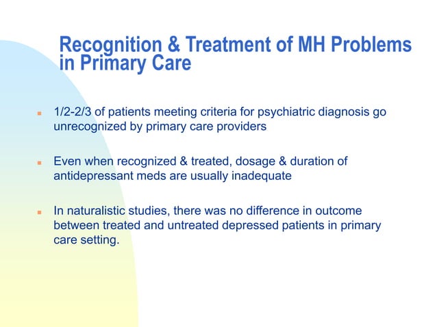 Mental Health in PHC.ppt | Physical Therapy | Wellness