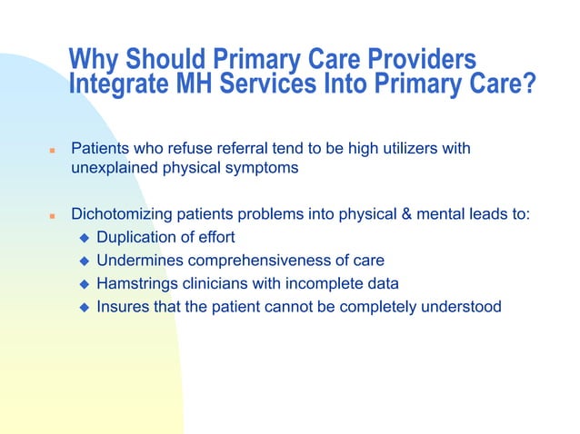 Mental Health in PHC.ppt | Physical Therapy | Wellness