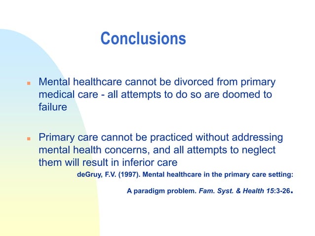Mental Health in PHC.ppt | Physical Therapy | Wellness