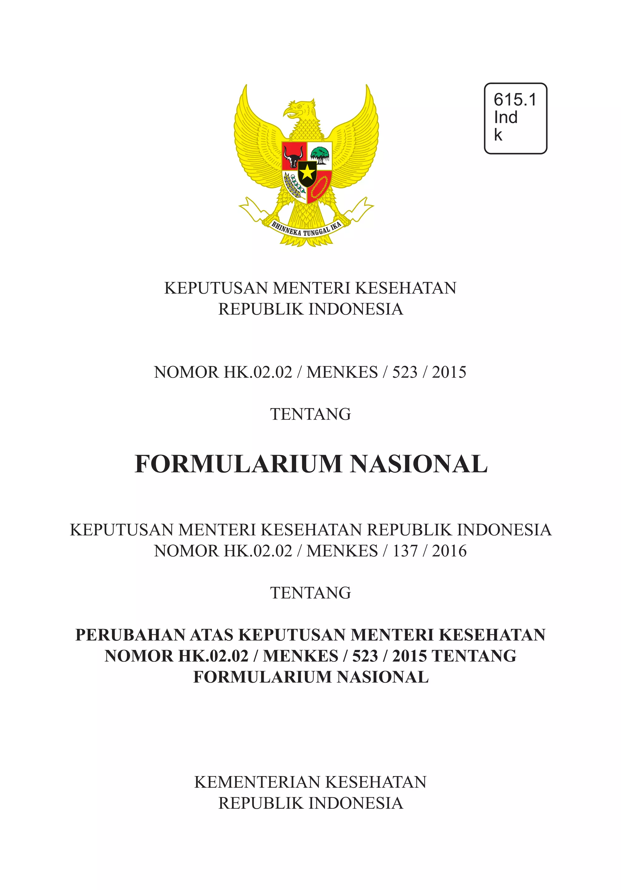 Kepmenkes tentang Formularium Nasional dan Perubahannya (5.0, hanya bagian halaman menyangkut ...