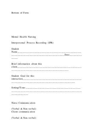 Mental Health NursingInterpersonal Process Recording (IPR) | DOCX