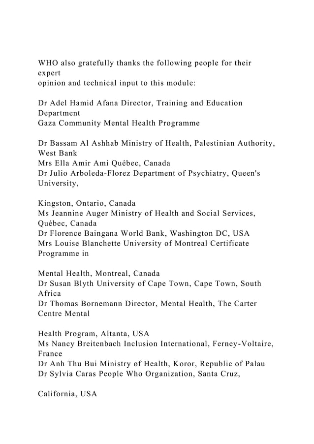 MENTAL HEALTH POLICY, PLANS ANDPROGRAMMESMental He.docx