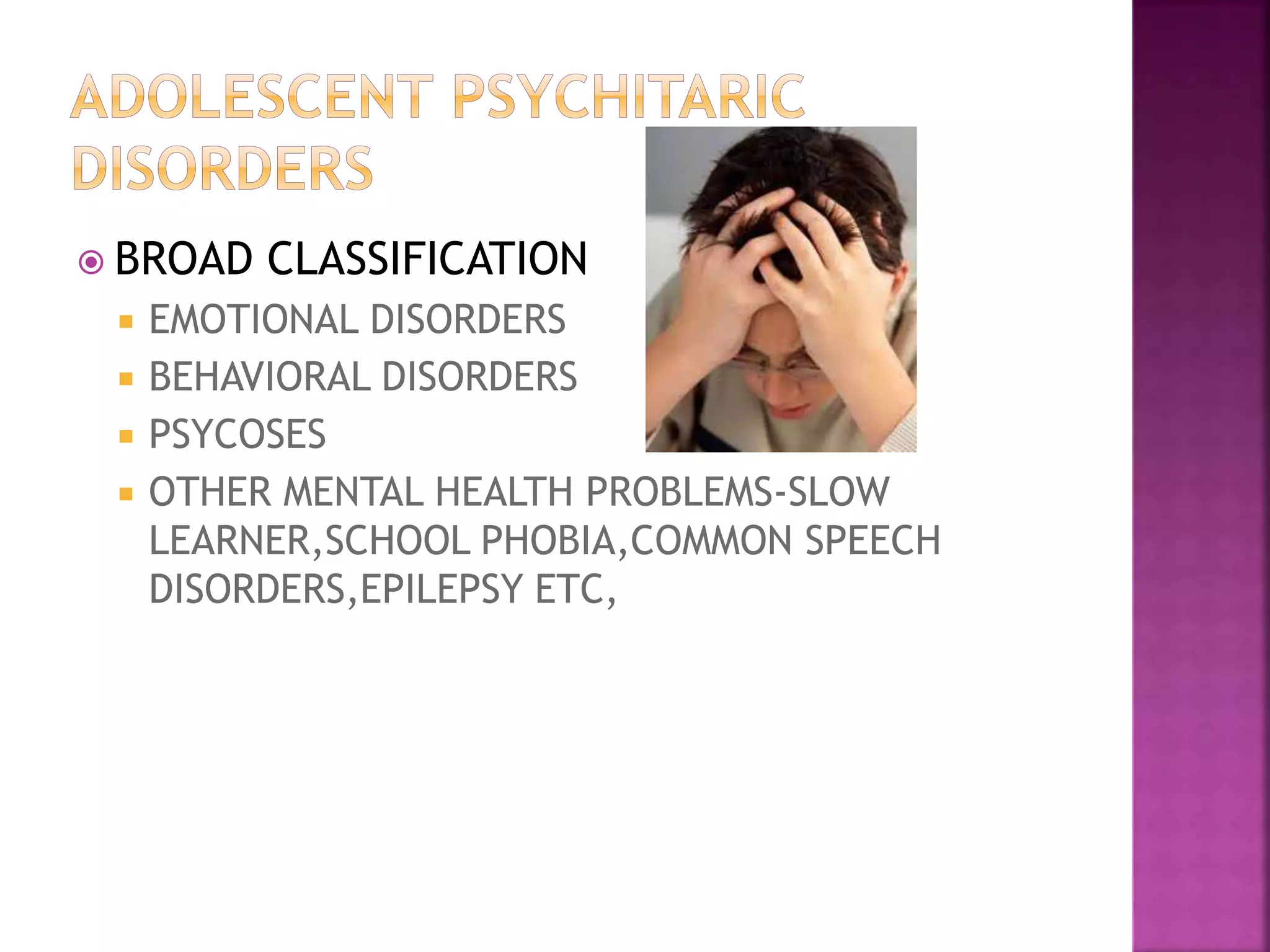 Mental health problems of adolescents and management | PPTX