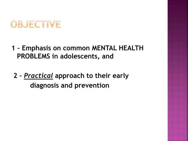 Mental health problems of adolescents and management | PPTX | Mental ...