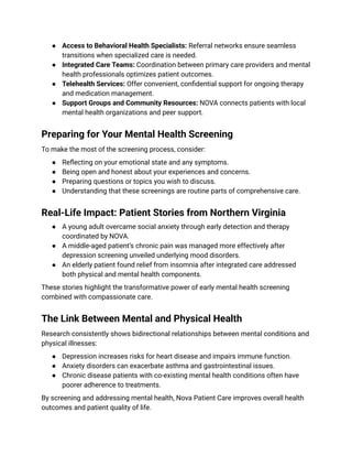 Mental Health Screening at NOVA Patient Care Early Detection and ...