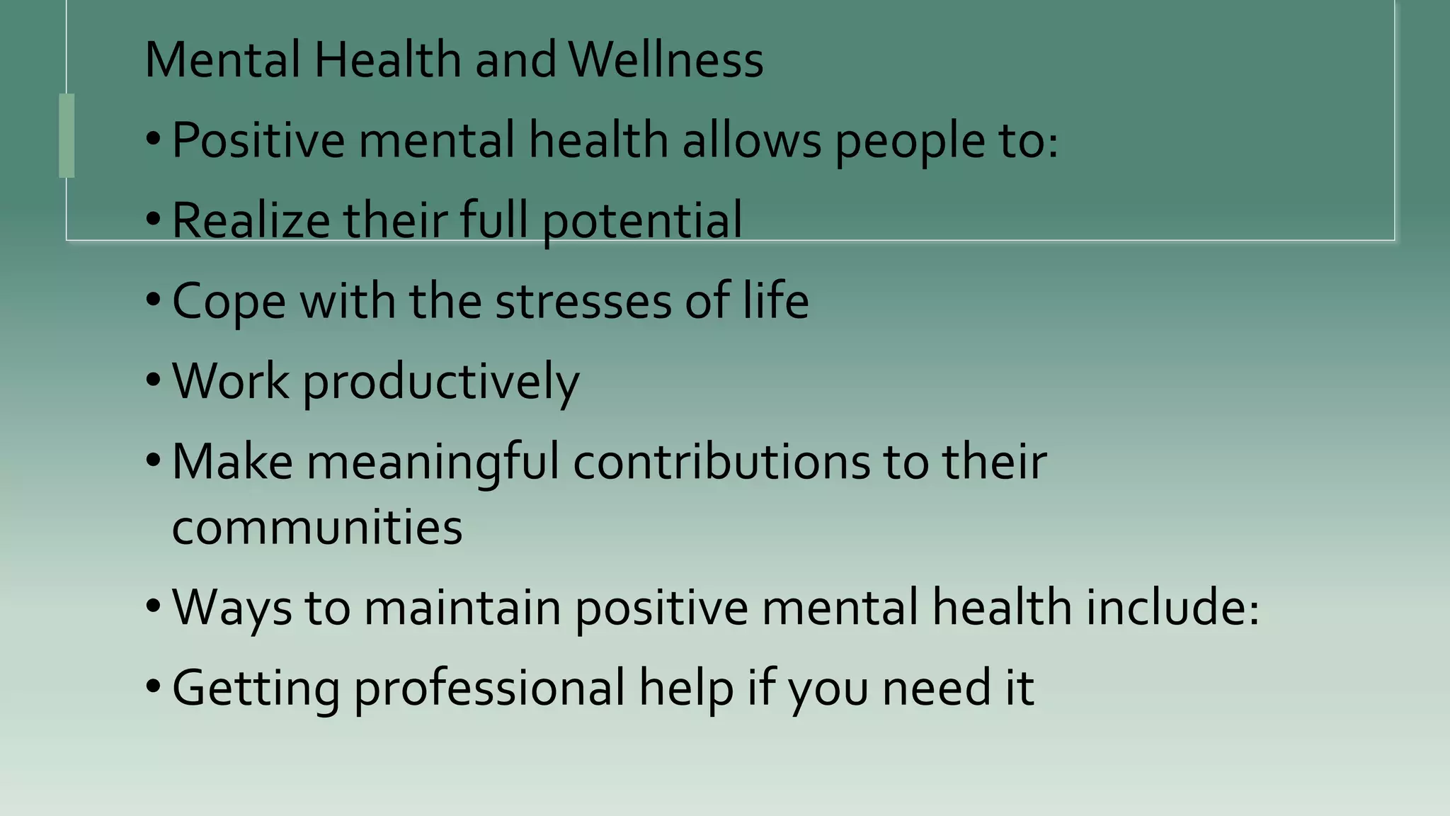 Mental health and stress | PPTX