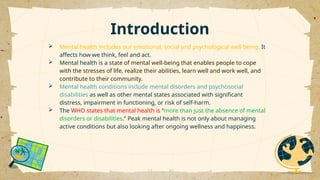Mental health, stress and fatigue: Concept and understanding | PPTX