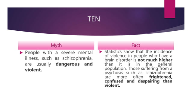 Mental illness (Myths and Facts) | PPSX | Brain and Nervous System ...