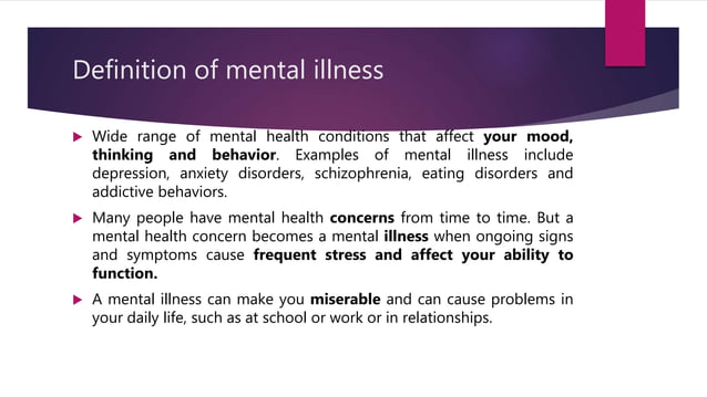 Mental illness (Myths and Facts) | PPSX | Brain and Nervous System ...