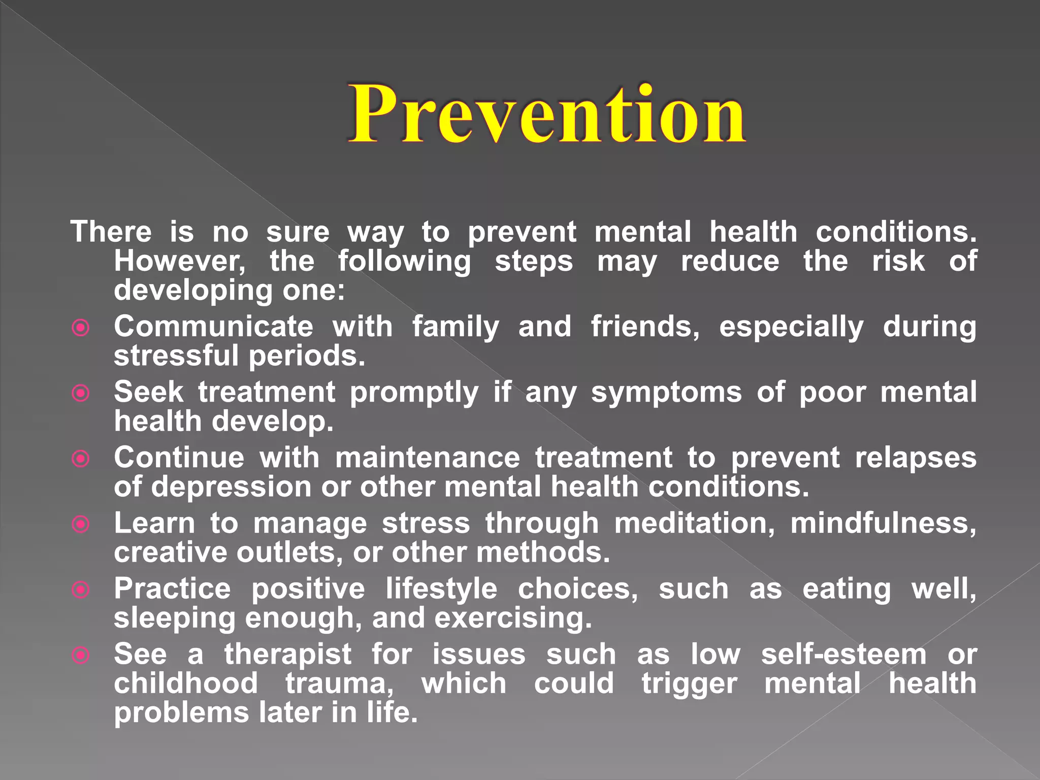 Mental Illness Symptoms Causes Treatment Pptx