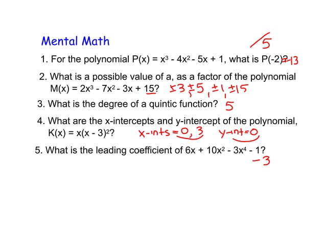 Mental math test outline | PPT