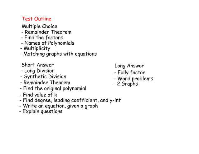 Mental math test outline | PPT