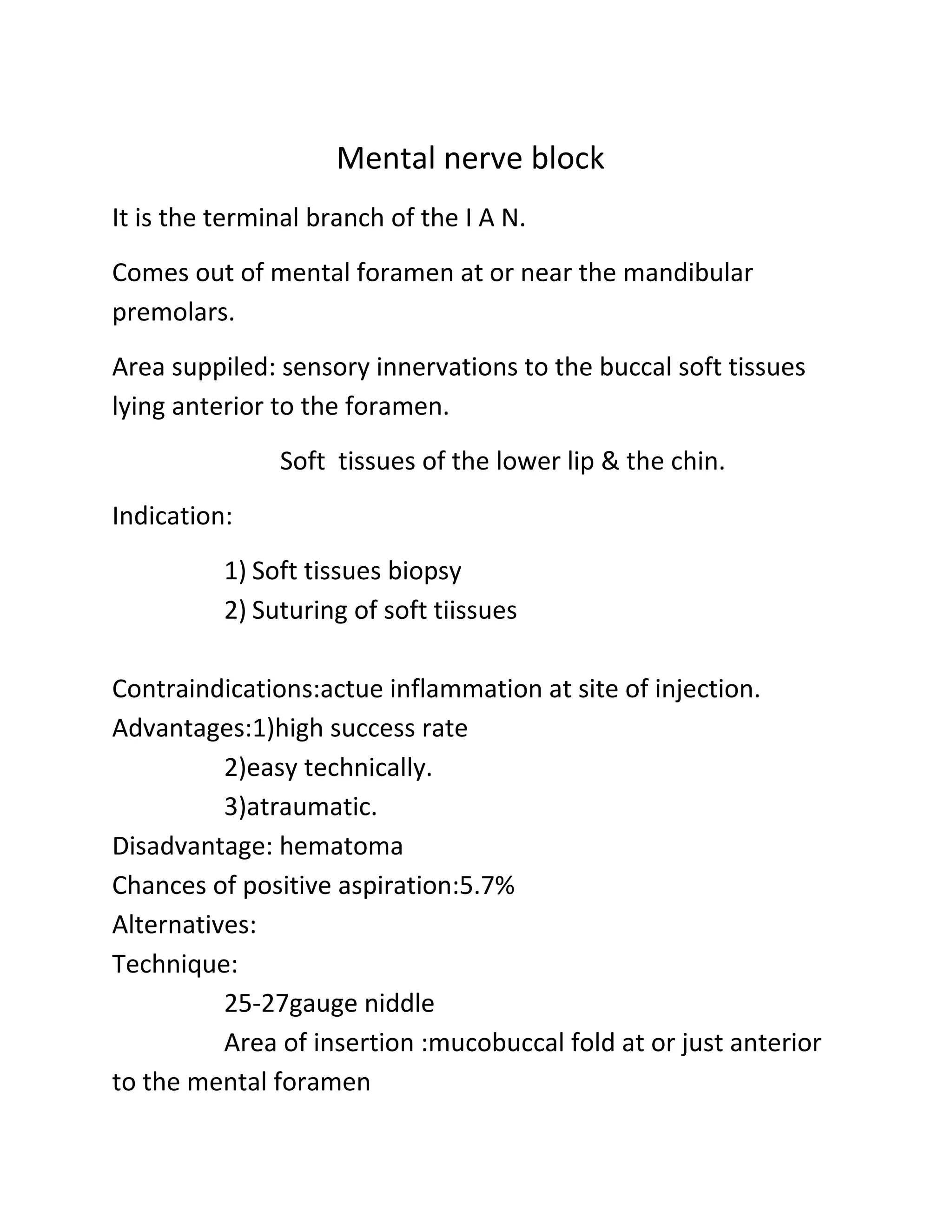 Mental nerve block | DOCX