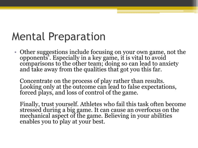 Mental Preparation Before a Key Soccer Match | PPT