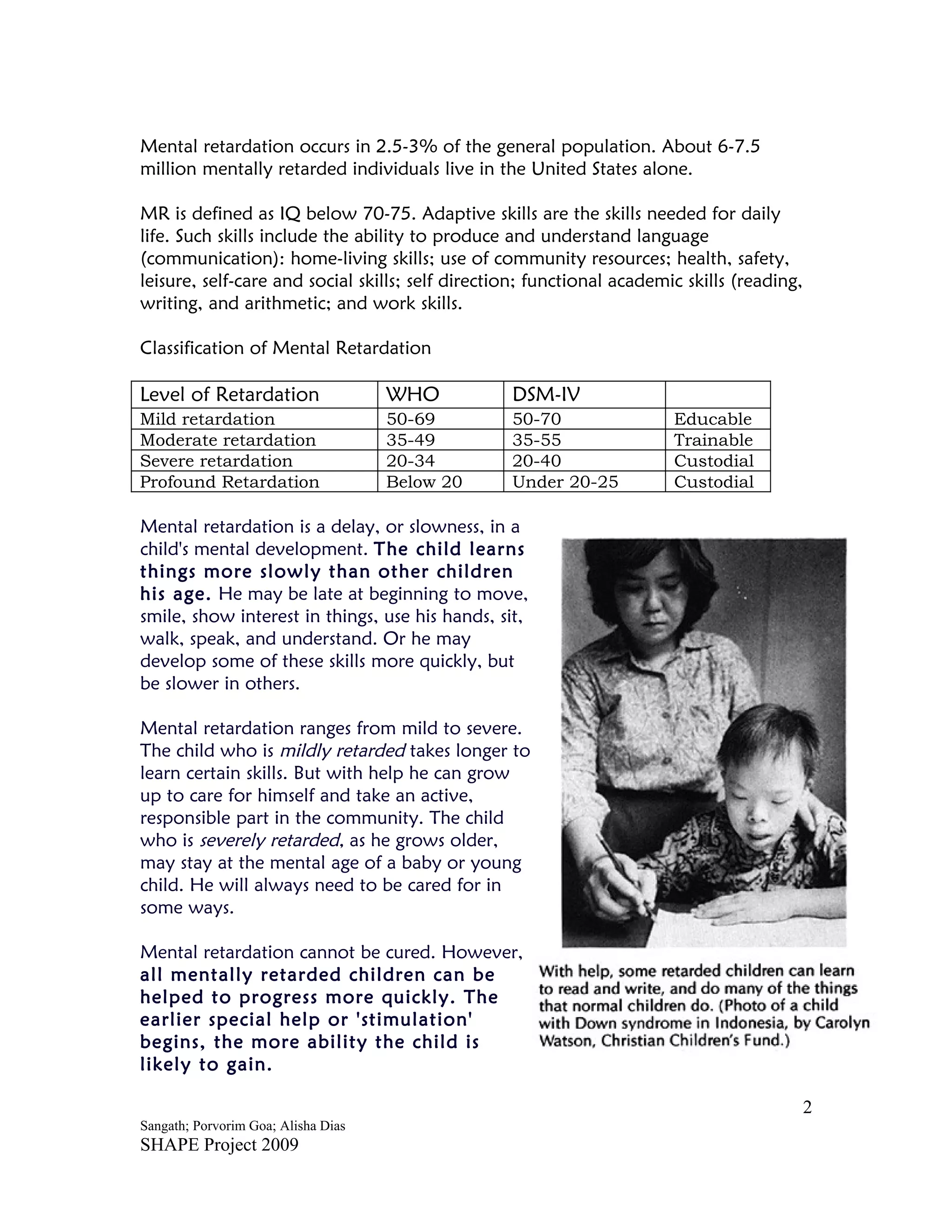 Mental retardation | DOC