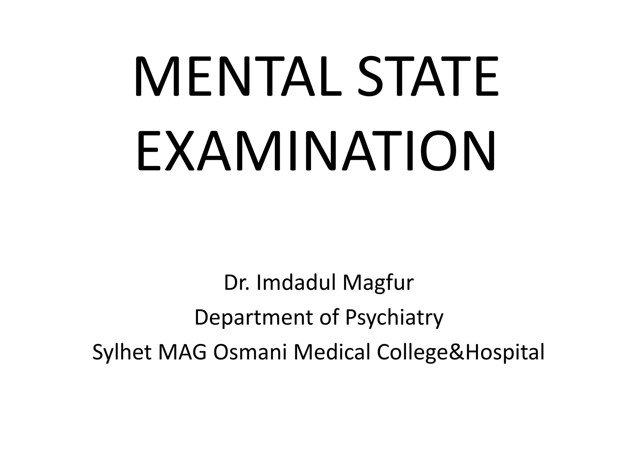 Mental state examination | PPTX