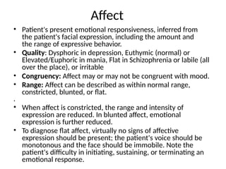 Mental state Examination in psychiatry for Post graduates | PPTX