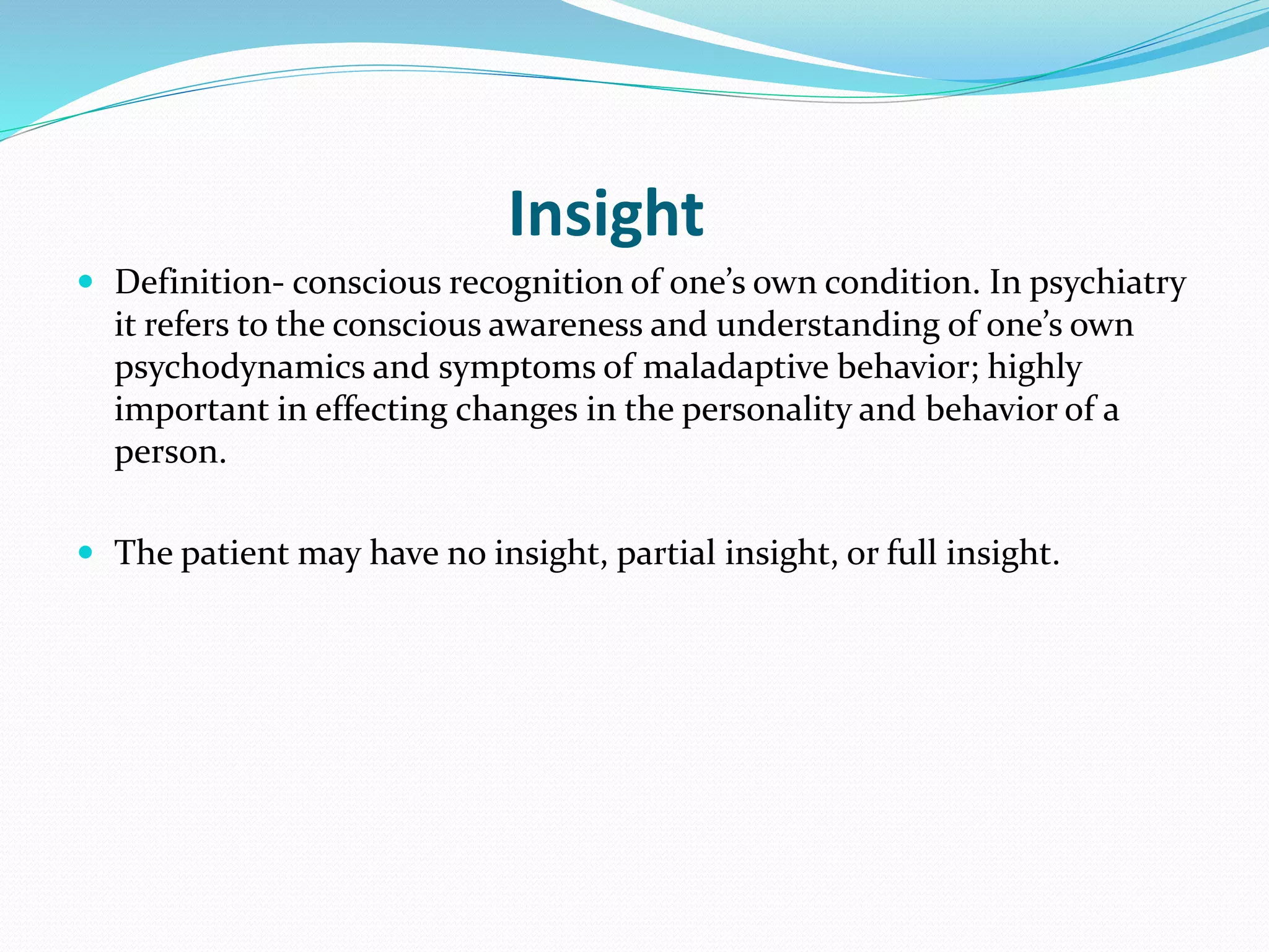 Mental state examination abstract thinking, insight and judgment | PPTX