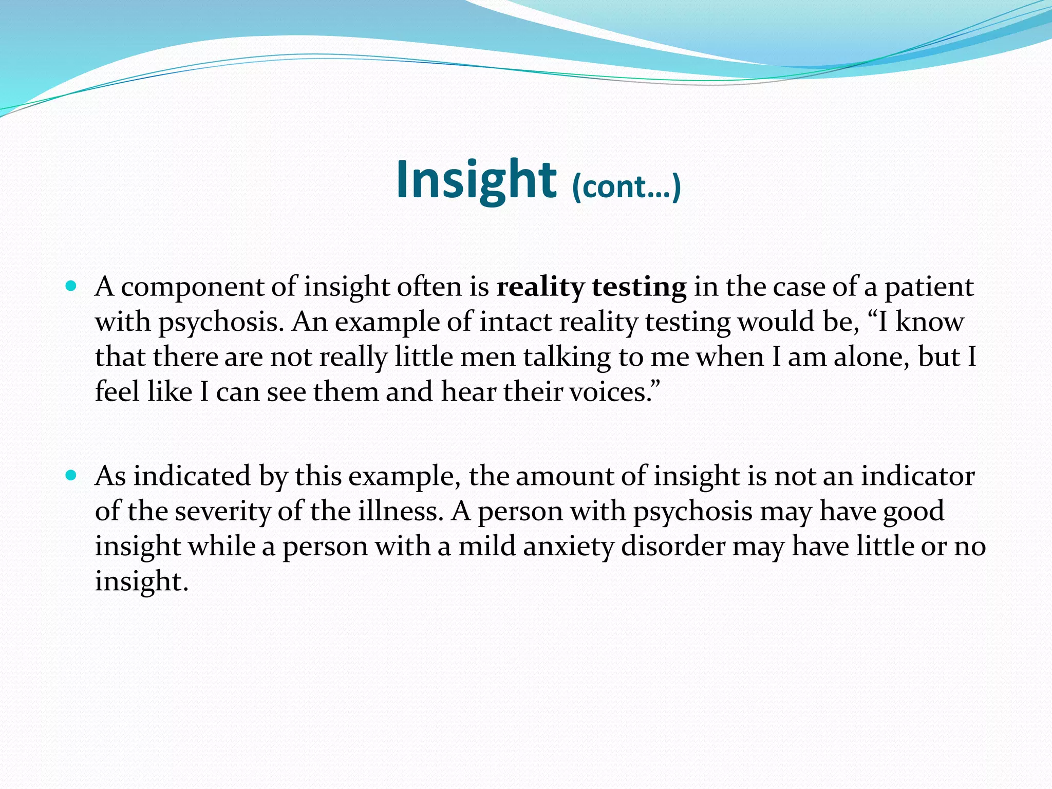 Mental state examination abstract thinking, insight and judgment | PPTX