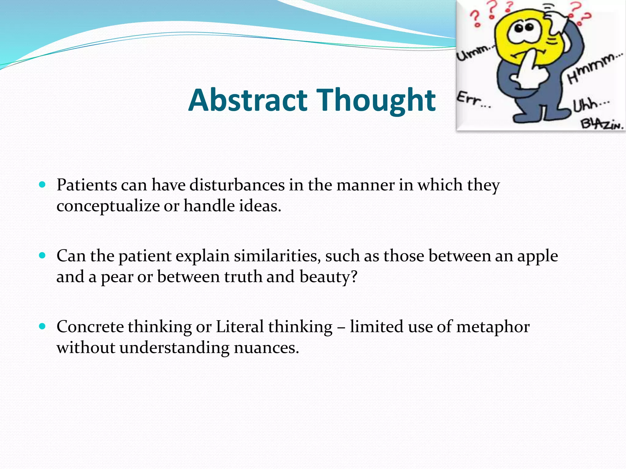 Mental state examination abstract thinking, insight and judgment | PPTX