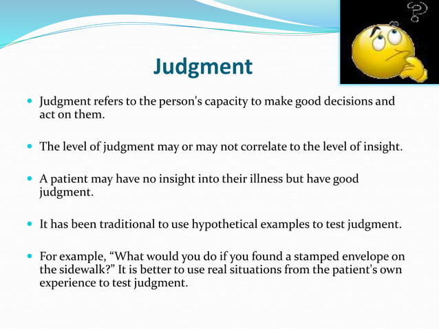 Mental state examination abstract thinking, insight and judgment | PPTX
