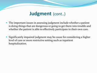 Mental state examination abstract thinking, insight and judgment | PPTX