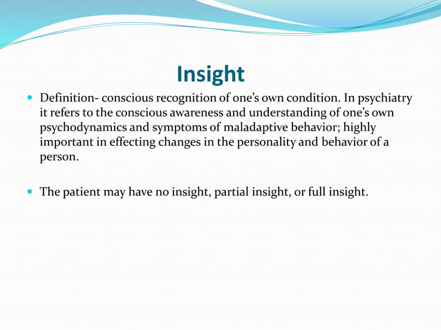 Mental state examination abstract thinking, insight and judgment | PPTX