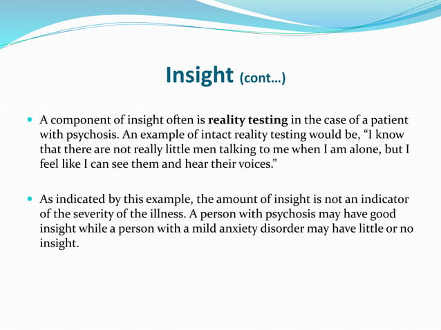 Mental state examination abstract thinking, insight and judgment | PPTX