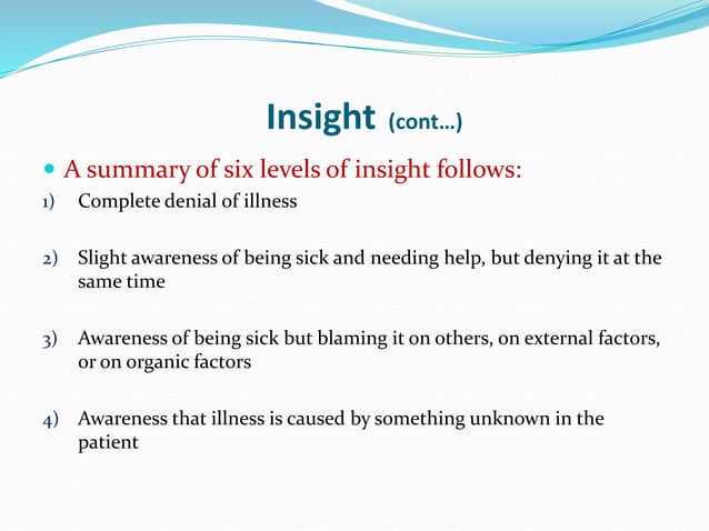 Mental state examination abstract thinking, insight and judgment | PPTX